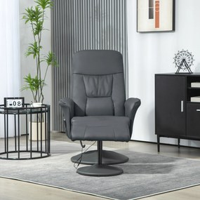 HOMCOM Relaxační křeslo s podnožkou, elektrické masážní křeslo s funkcí polohování, 10 masážních bodů, otočné TV křeslo s boční kapsou, dálkové ovlád…