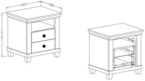 Helvetia Noční stolek Evora - zelená / dub lefkas