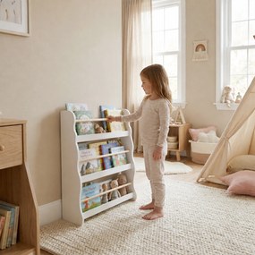 AIYAPLAY dětský knihovník, nástěnný dětský regál se 3 úrovněmi, nástěnný regál s ochranou proti převrácení, 60 x 15 x 73 cm bílý