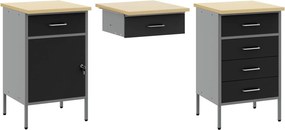 Pracovní skříň se zásuvkou 8 ks Černá Inženýrské dřevo a ocel 3321466