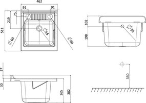 Aqualine plastová výlevka se skříňkou 45 x 50 cm včetně sifonu bílá PI4550-01