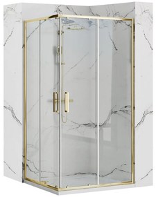 Rea Punto, sprchový kout s posuvnými dveřmi 80(dveře) x 100(dveře) x 190 cm, 5mm čiré sklo, zlatý lesklý profil, REA-K6442