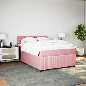 Box spring postel s matrací růžová 140x200 cm samet 3290069