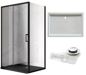 BPS-koupelny Obdélníkový sprchový kout HYD-OK103B 110x80 černý/transparent + vanička HYD-OSV-SXL03D bílá