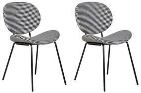 Sada 2 čalouněných jídelních židlí kohoutí stopa černé/bílé LUANA Beliani