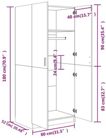 vidaXL Marketos Šatní skříň dub sonoma 80 x 52 x 180 cm kompozitní dřevo
