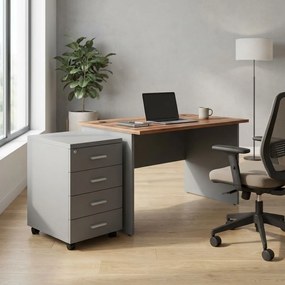 Sestava kancelářského nábytku SimpleOffice 1, 120 cm, šedá / ořech vlašský