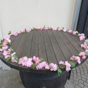 3D jarní dekorace girlanda květinová, 220 × 15 cm, růžová, Sakura