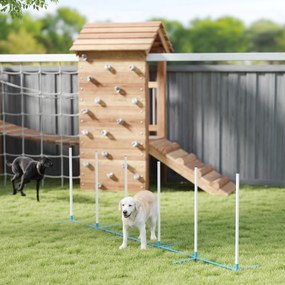 Sada pro trénink agility pro psy PawHut s pytlem z polyesteru 600D bílo modrá 305 x 60 x 94 cm pro psí sporty | Aosom.de