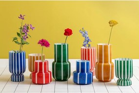 Modrá skleněná váza (výška 26 cm) Rayado Retro – PT LIVING
