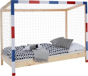 Montessori postel 90x200, přírodní/bílá/modrá/červená, FUTAL Kondela 0000396833