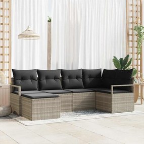 Set pohovek 6 ks Světle šedá polyratan 3346452