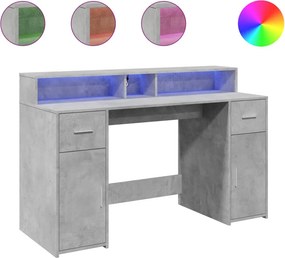 Psací stůl s LED betonově šedý 140x55x91 cm kompozitní dřevo 3309423