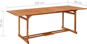 vidaXL Zahradní jídelní stůl 220 x 90 x 75 cm masivní akáciové dřevo [315946]