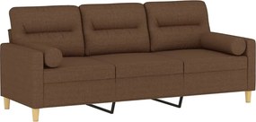3místná pohovka s polštáři hnědá 180 cm textil 3200832