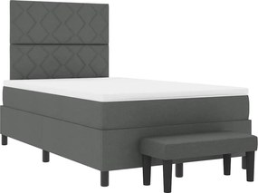 Postel s boxspringem s čelo Tmavě šedá 120 x 190 cm textil 3344129