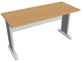 Stůl pracovní rovný 140 cm hl. 60 cm - Hobis Cross CE 1400 Dekor stolové desky: buk, Dekor lamino podnože: šedá, Barva nohou: Stříbrná