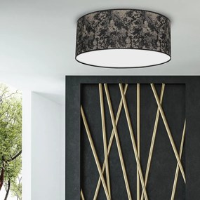 Stropní svítidlo Satino Round, 1x černé/zlaté textilní stínítko, (bílé plexisklo), (fi 40 cm)