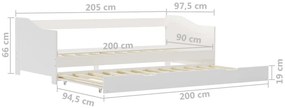 vidaXL Marketos Rám vysouvací postele/pohovky bílý borové dřevo 90 x 200 cm