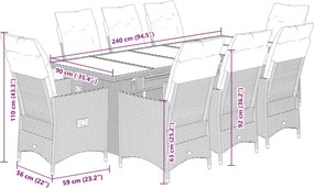 9dílný zahradní bistro set s poduškami béžový polyratan 3277246