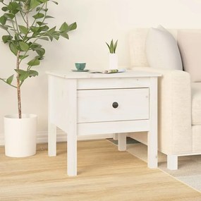 vidaXL Odkládací stolek 50 x 50 x 49 cm masivní borovice [813802] Barva: Bílá