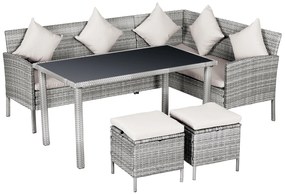 Outsunny ratanový zahradní nábytek sedací souprava s kovovou podnožkou šedá 134 x 60 x 75 cm, odolný proti povětrnostním vlivům a stylový na terasu |…