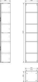 Mexen Orio, koupelnový stolek 35 cm, 2 dvířka, bílá lesklá, 91A11-03016-2-BF00