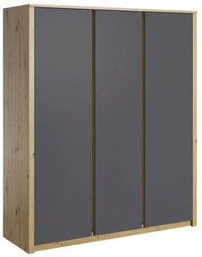 Třídveřová šatní skříň S3D Nicenna NC10, 127-barva: dub artisan / šedá