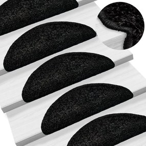 vidaXL Kobercové nášlapy na schody 15 ks 56 x 17 x 3 cm [133895] Barva: Černá