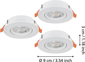 Eglo 902262 - SADA 3x LED Podhledové bodové svítidlo BARRANCO LED/4,8W/230V bílá