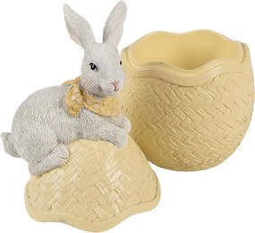 Dekorace šperkovnice králík s mašlí na žlutém vajíčku - 11*10*20 cm