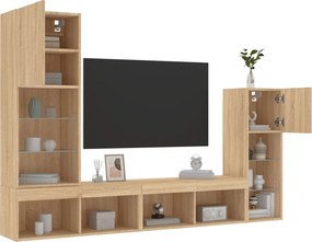 4dílná obývací stěna s LED dub sonoma kompozitní dřevo 3216649