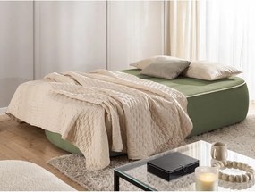 Khaki/béžová sametová rozkládací/s úložným prostorem pohovka 210 cm Saga – Ropez