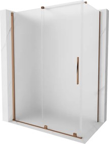 Mexen Velar, sprchový kout s posuvnými dveřmi 140 x 80 cm, 8mm sklo námraza, růžové zlato, 871-140-080-31-55