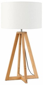 Stolní lampa s bílým stínidlem a konstrukcí z bambusu Good&amp;Mojo Everest