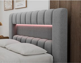Šedá čalouněná dvoulůžková postel s úložným prostorem s roštem 160x200 cm Lamica – ELTAP
