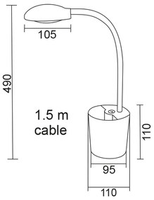 ACA Lighting LED stolní lampička s vypínačem HULLEN 5W/230V/4000K/320Lm/120°/IP20, modrá