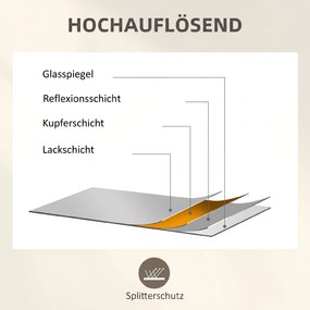 HOMCOM Nástěnné zrcadlo, dekorativní zrcadlo s kovovým rámem, černé pruhy, vrstvené sklo, 50Š x 2H x 110V cm