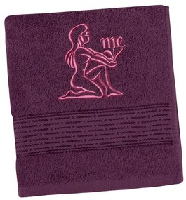 Bellatex Froté ručník proužek s výšivkou znamení zvěrokruhu na přání tmavě vínový 50x100 cm