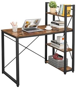 Goleto Rustikální psací stůl s odkládacími policemi | 60 x 119,3 x 120 cm