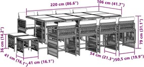 13dílný zahradní jídelní set s poduškami mix béžové polyratan 3211704