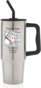 Personalizovaná nerezová termoska s barevným víčkem s mapou