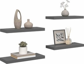 Plovoucí nástěnné police 4 ks lesklé šedé 60x23,5x3,8 cm MDF 323792
