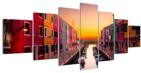 Obraz - Západ slunce, ostrov Burano, Benátky, Itálie (210x100 cm)