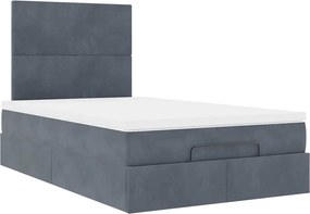 Osmanský rám postele s matracemi tmavě šedá 120x200cm samet 3313392