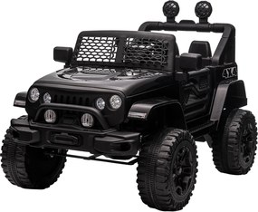 HOMCOM 12V Elektrické 4x4 Auto pro Děti s Dálkovým Ovládáním, Světly a Klaksonem - 3-6 Let - Černé | Aosom