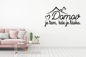 Samolepka na zeď Domov je tam Barevná varianta: Černá, Velikost (šířka x výška): 50x28cm