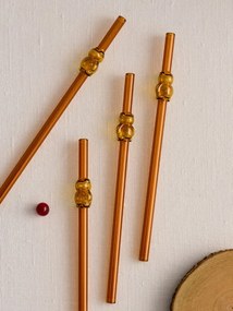 Sinsay - Skleněná brčka s kartáčkem na čištění 5 pack - jantarová