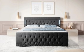 K&M postele Boxspring postel QUEEN s úložným prostorem, LED a USB Velikost postele: 180 × 200 cm, Výběr matrace: Oboustranná pružinová matrace - stře…