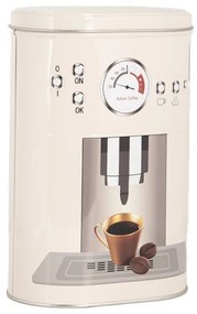 Béžová plechová dóza na kávu Coffee machine – 20x13x9 / 18x11x7 cm